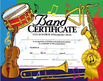 MansionSchools.com : Band Certificate : Learning: Supplies